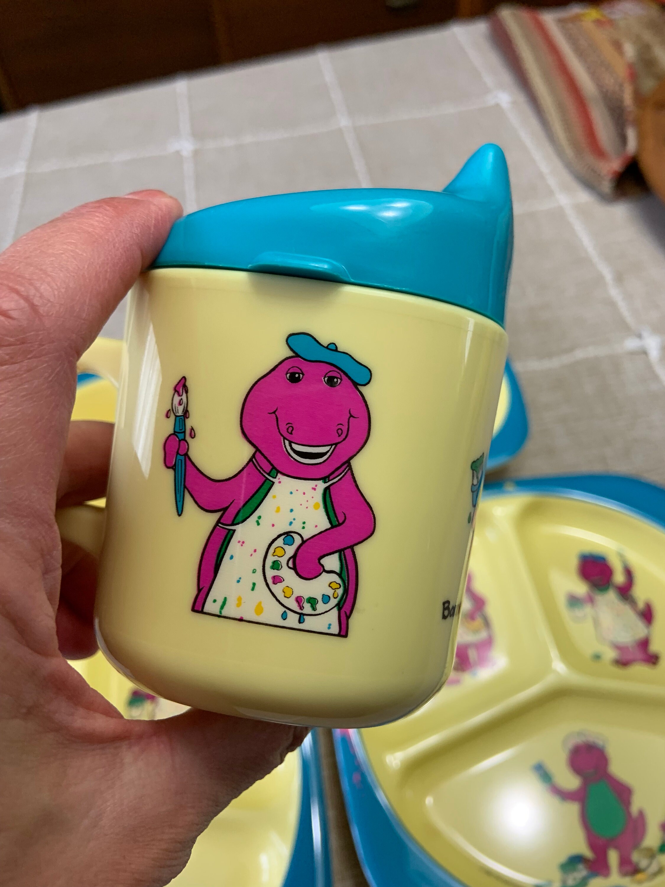 Vintage 1992 Barney Childrens Place Setting Set of 2 Melamine Plates ...