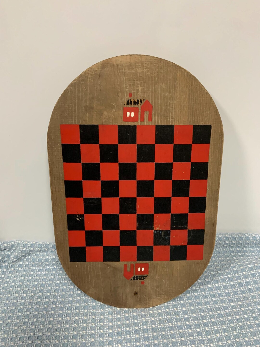 Rustic Wood Checkers or Chess Board Hand Painted Checkers Game Board ...