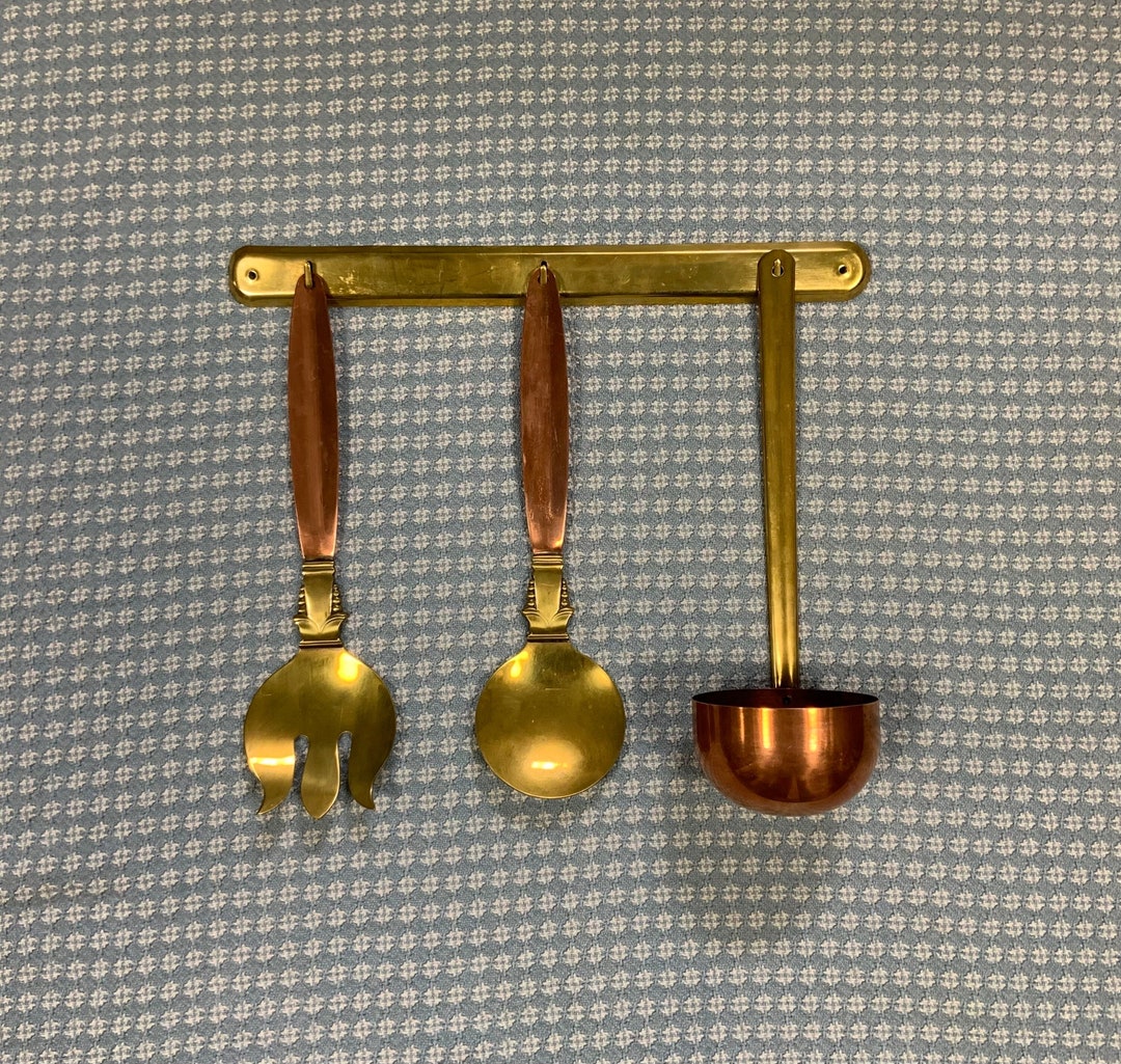 Hanging Brass and Copper Kitchen Utensils Copper Brass Hanging Utensils ...