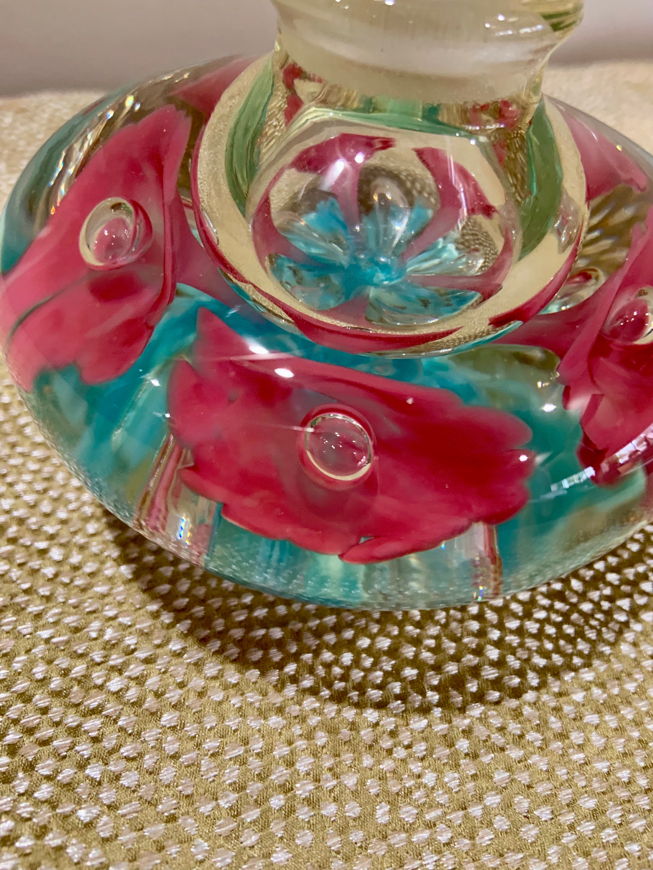 Vintage Pink Perfume Bottle Art Glass Perfume Bottle With Dauber Pink ...