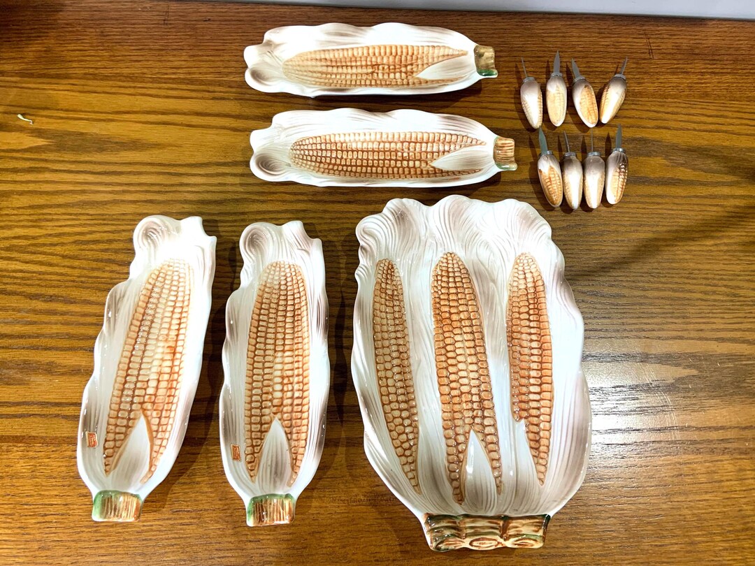 Corn on the Cob Serving Set Corn on the Cob Plates Large Serving Plate ...