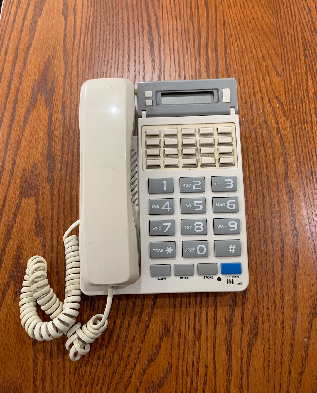 Vintage Push Button Telephone Large Number Beige Landline Phone Lenoxx ...