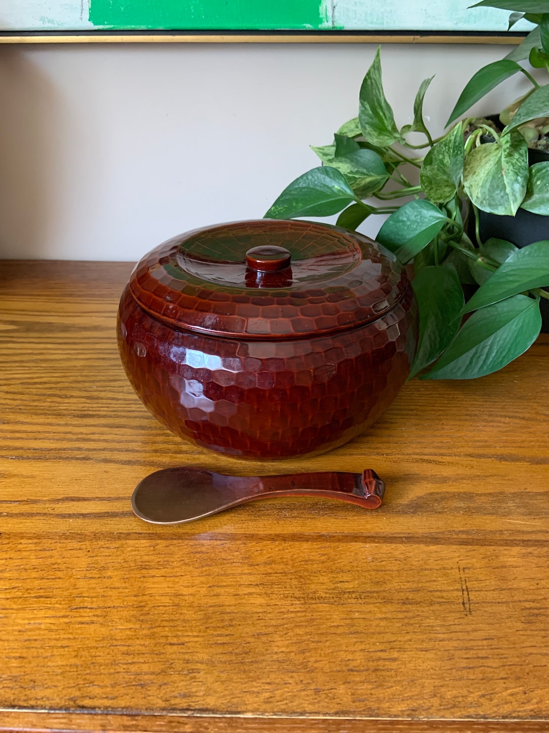 Vintage Japanese Rice Bowl With Paddle Lacquered Wood Rice Bowl ...