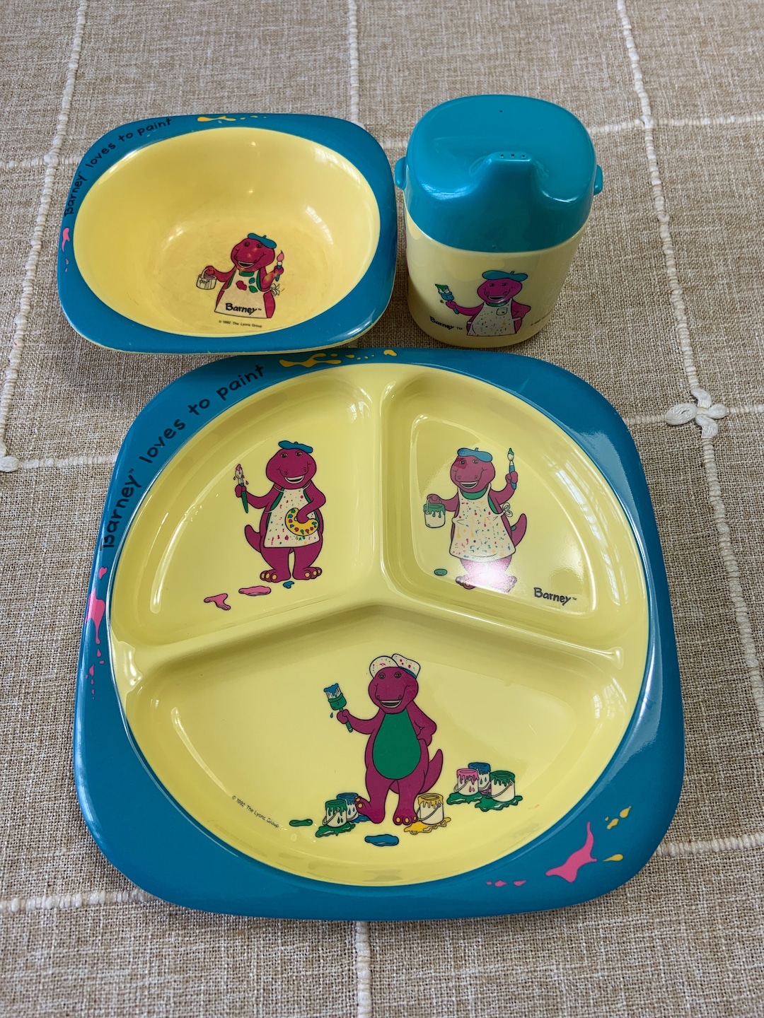 Vintage 1992 Barney Childrens Place Setting Set of 2 Melamine Plates ...