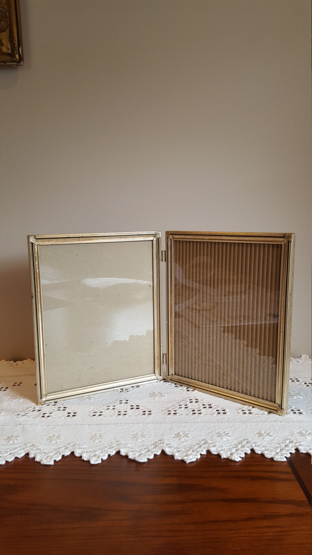 Vintage 8 X 10 Gold Picture Frame Double Metal Frame Stand up - Etsy