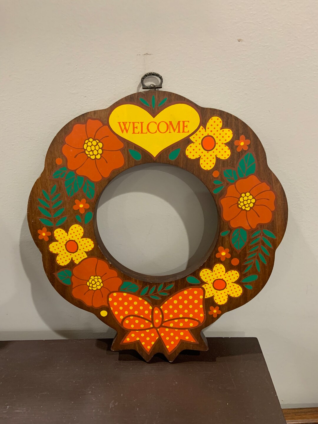 Cute Welcome Sign Wooden Spring Wreath Double-sided Wreath Floral Door ...