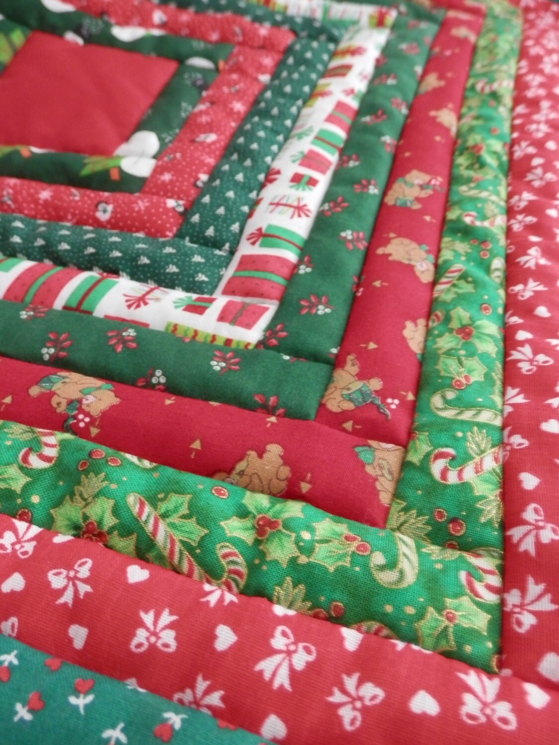 Handmade Table Mat Christmas, Handmade Quilted, Table Square Quilt Log ...