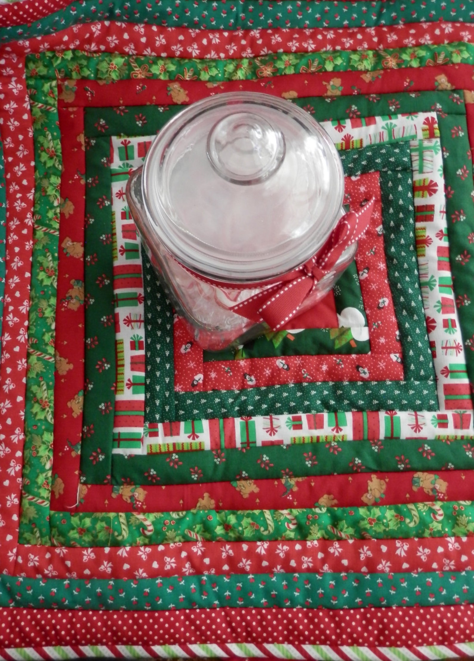 Handmade Table Mat Christmas, Handmade Quilted, Table Square Quilt Log ...