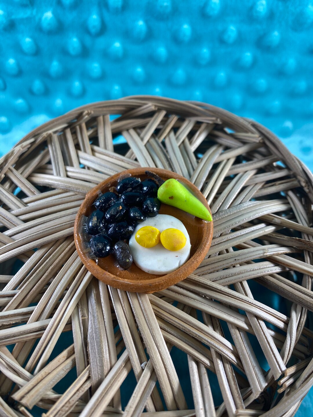 Eggs and Beans Huevo Y Frijol Miniature Food Clay Barro Food Ofrenda ...