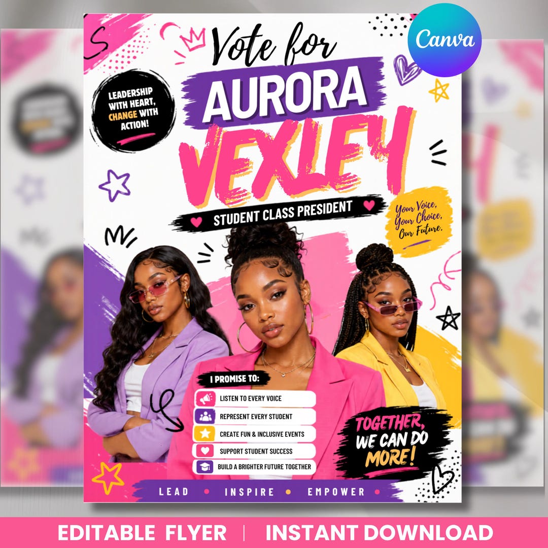 Editable Student Council Campaign Flyer, School Election Flyer ...