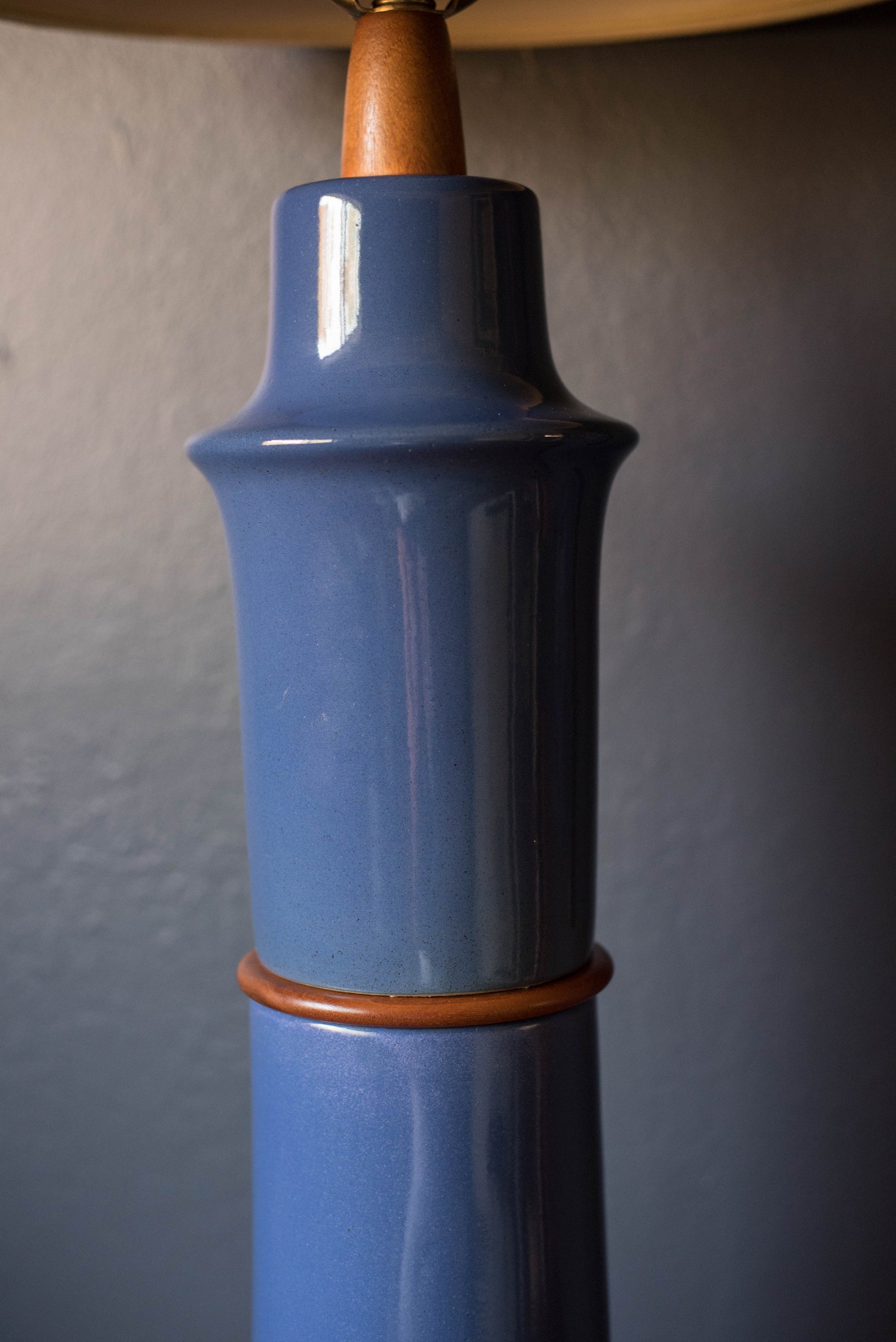 Mid Century Blue Stoneware Table Lamp by Martz | Etsy
