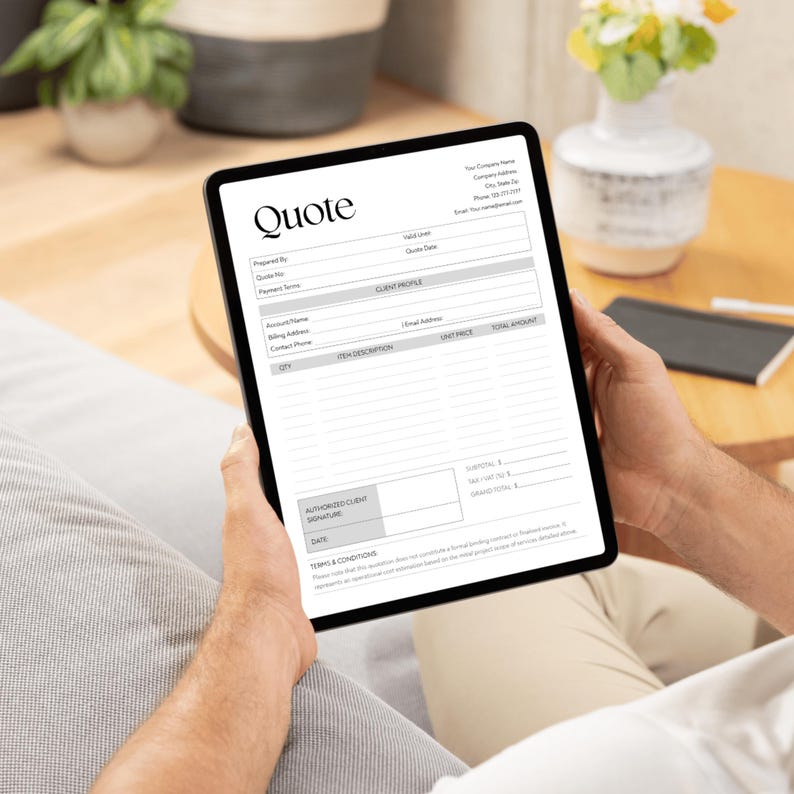 Editable Quote Template | Small Business Estimate, Contractor Billing ...
