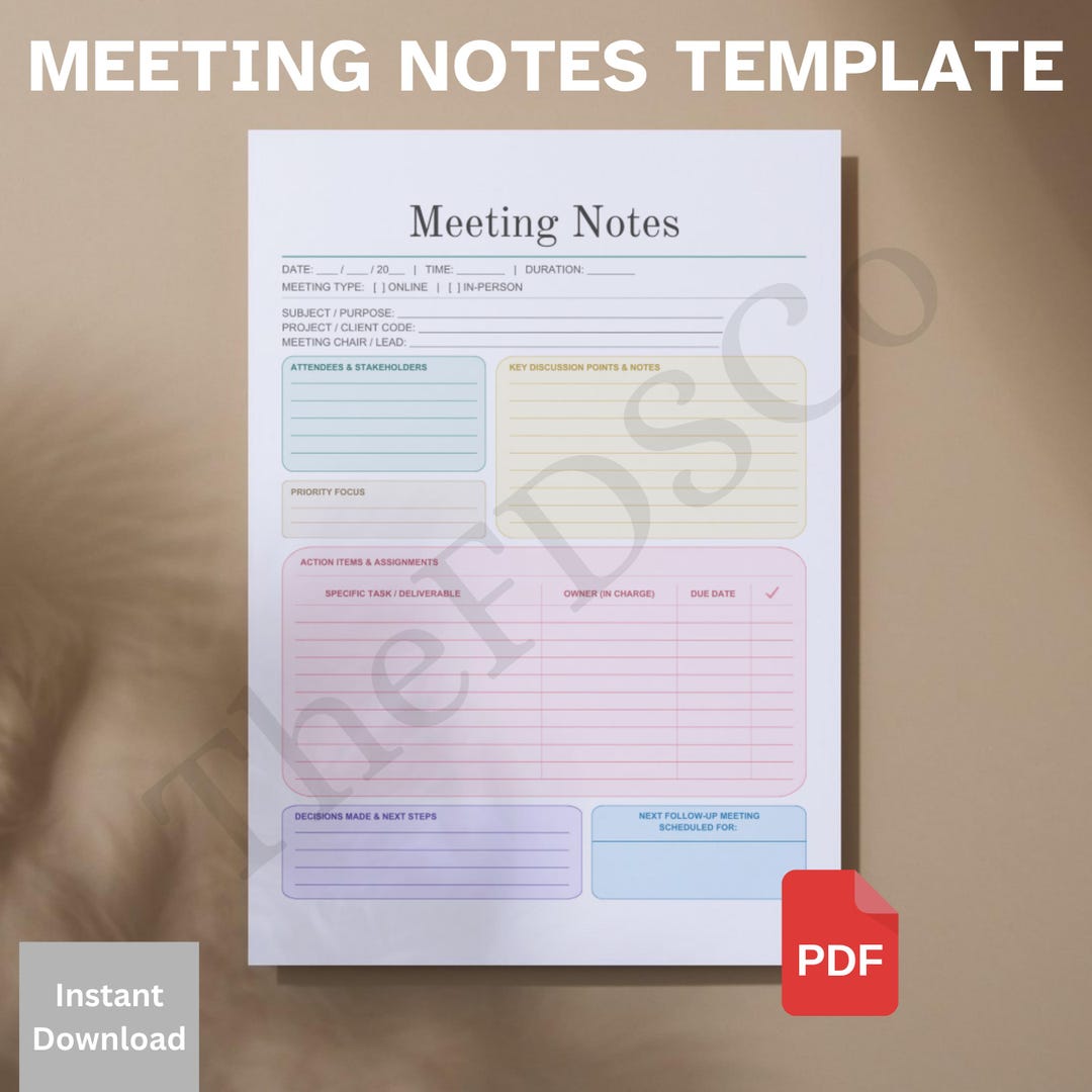 Professional Meeting Notes Template, Remarkable Templates, Agenda ...