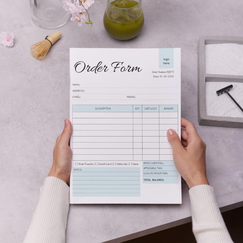 Order Form Template | Blue Small Business Sales Tracker | Minimalist ...
