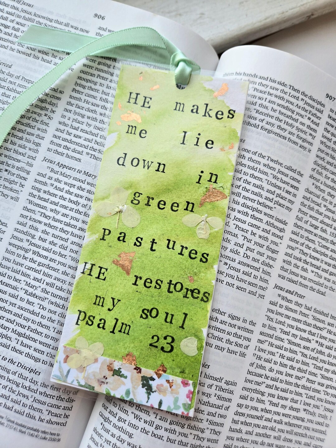 Psalm 23 Bookmark Christian Bible Verse, He Restores My Soul, Makes Me ...