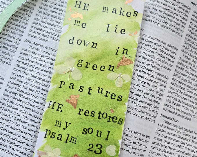 Psalm 23 Bookmark Christian Bible Verse, He Restores My Soul, Makes Me ...