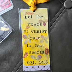 Christian Scripture PEACE Bookmark With Tassel, Colossians Bible Verse ...