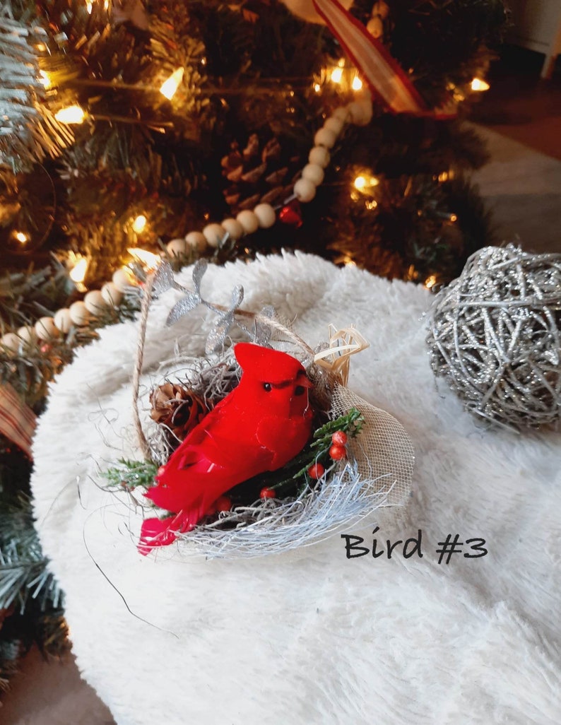 Red Cardinal Christmas Bird Nest Ornament Hanging Home Decor - Etsy