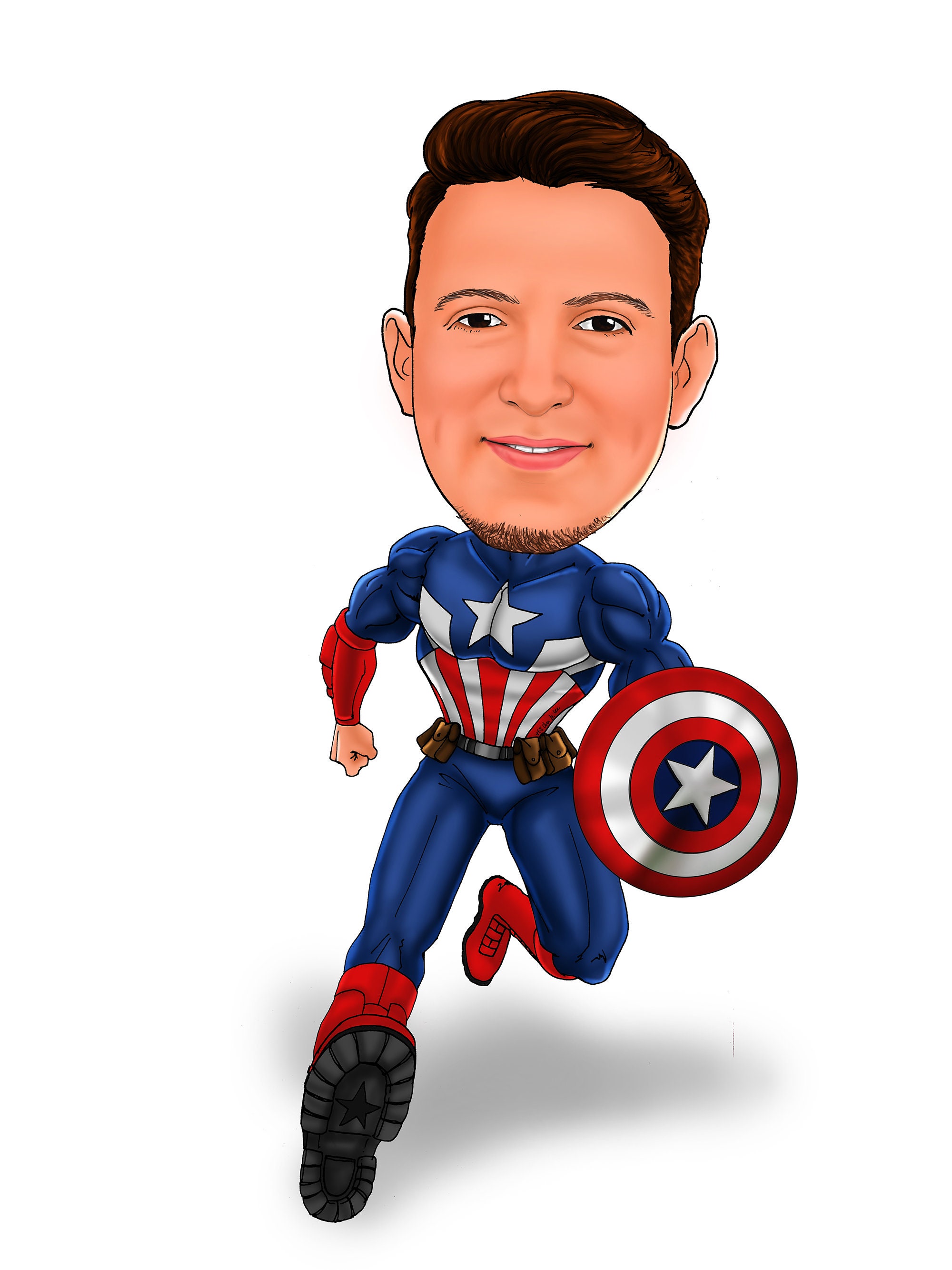 Customize Captain America Caricature Cartoon Portrait Gift for | Etsy
