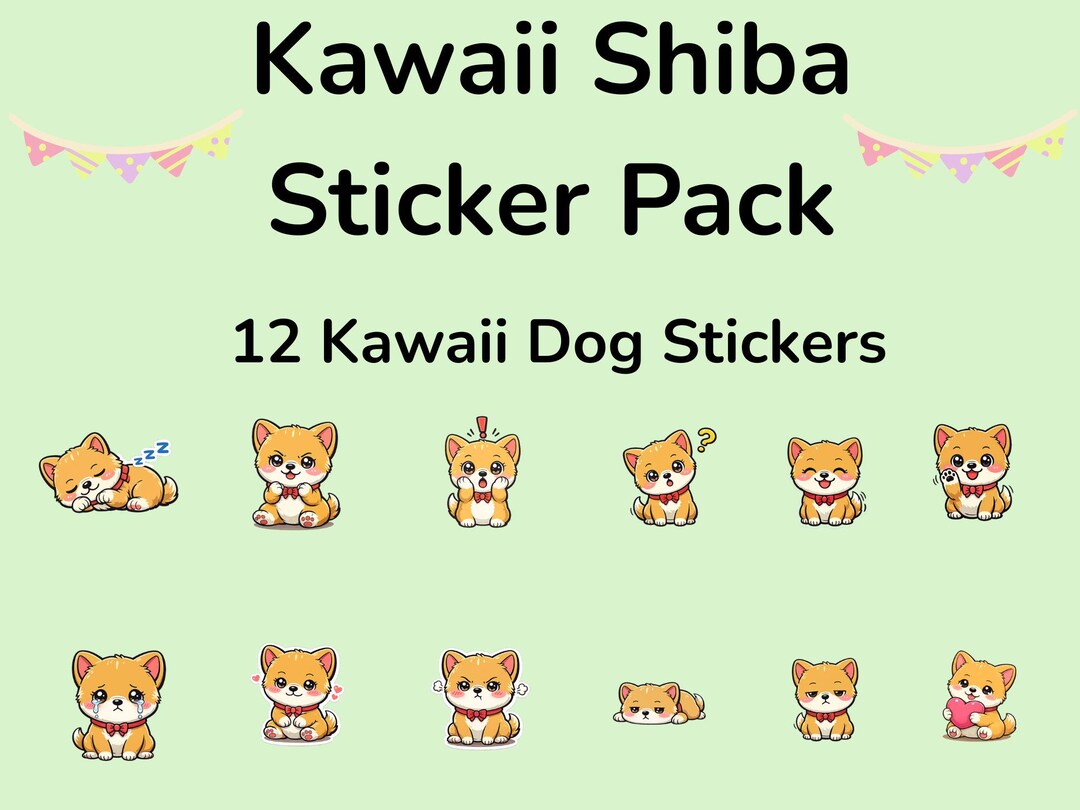 Shiba Inu Sticker Pack, Kawaii Dog Digital Planner Stickers (PNG) - Etsy