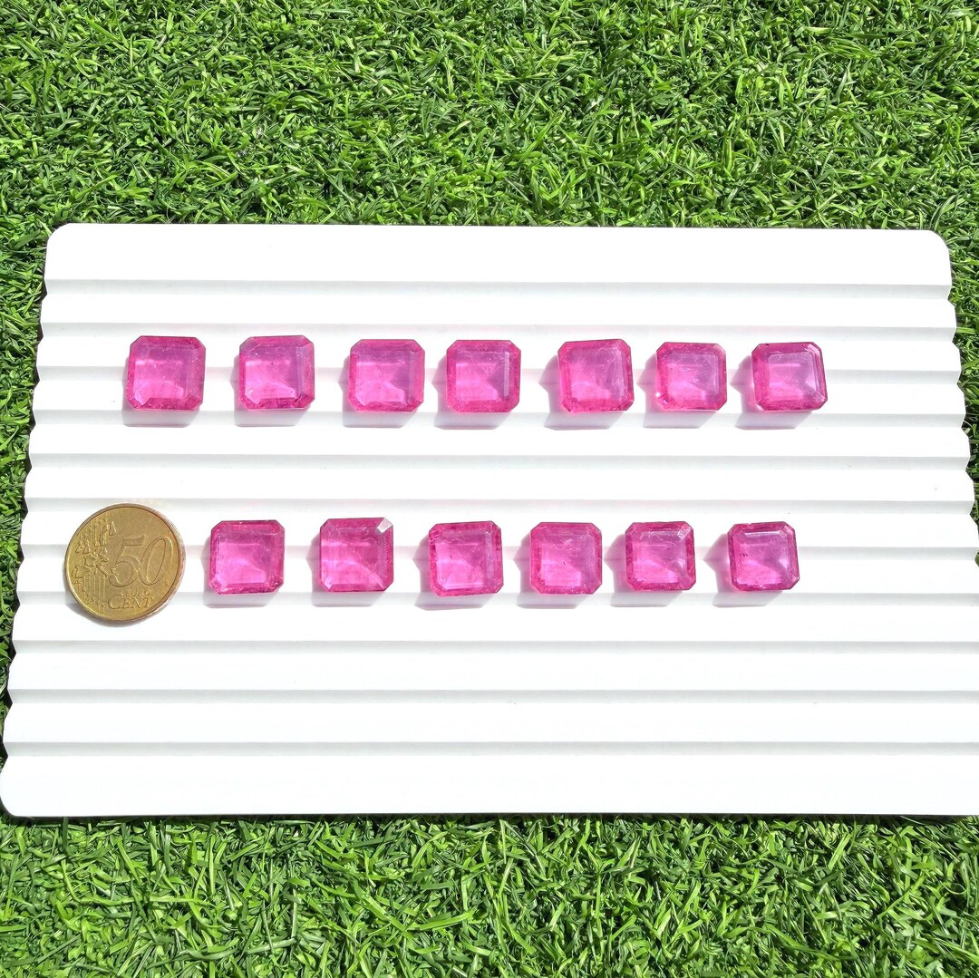 Lab Grown Pink Emerald Cut Gemstones – AAA Grade Faceted Lot (13 Pieces ...