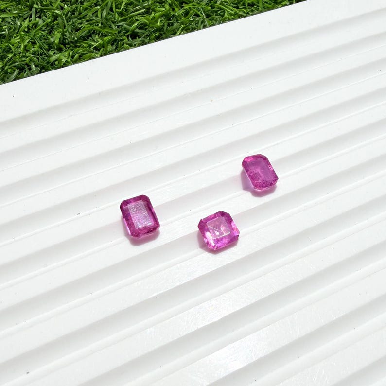 Lab Grown Pink Emerald Cut Gemstones | Octagon Cushion Loose Stones for ...