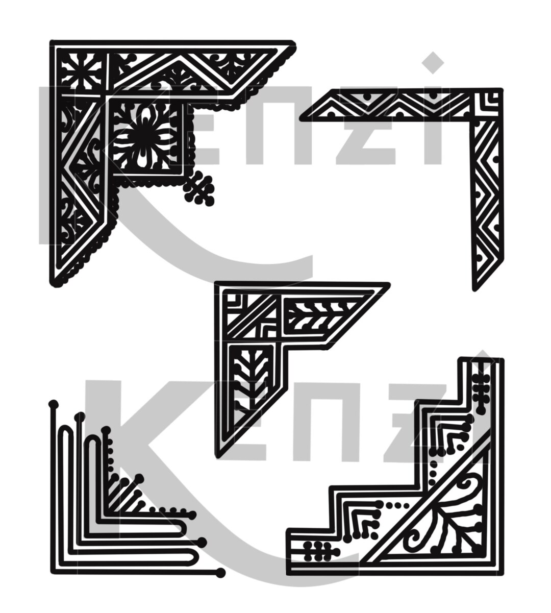 Henna Mehndi Frame Corners With Banner Cricut Cut SVG and PNG - Etsy