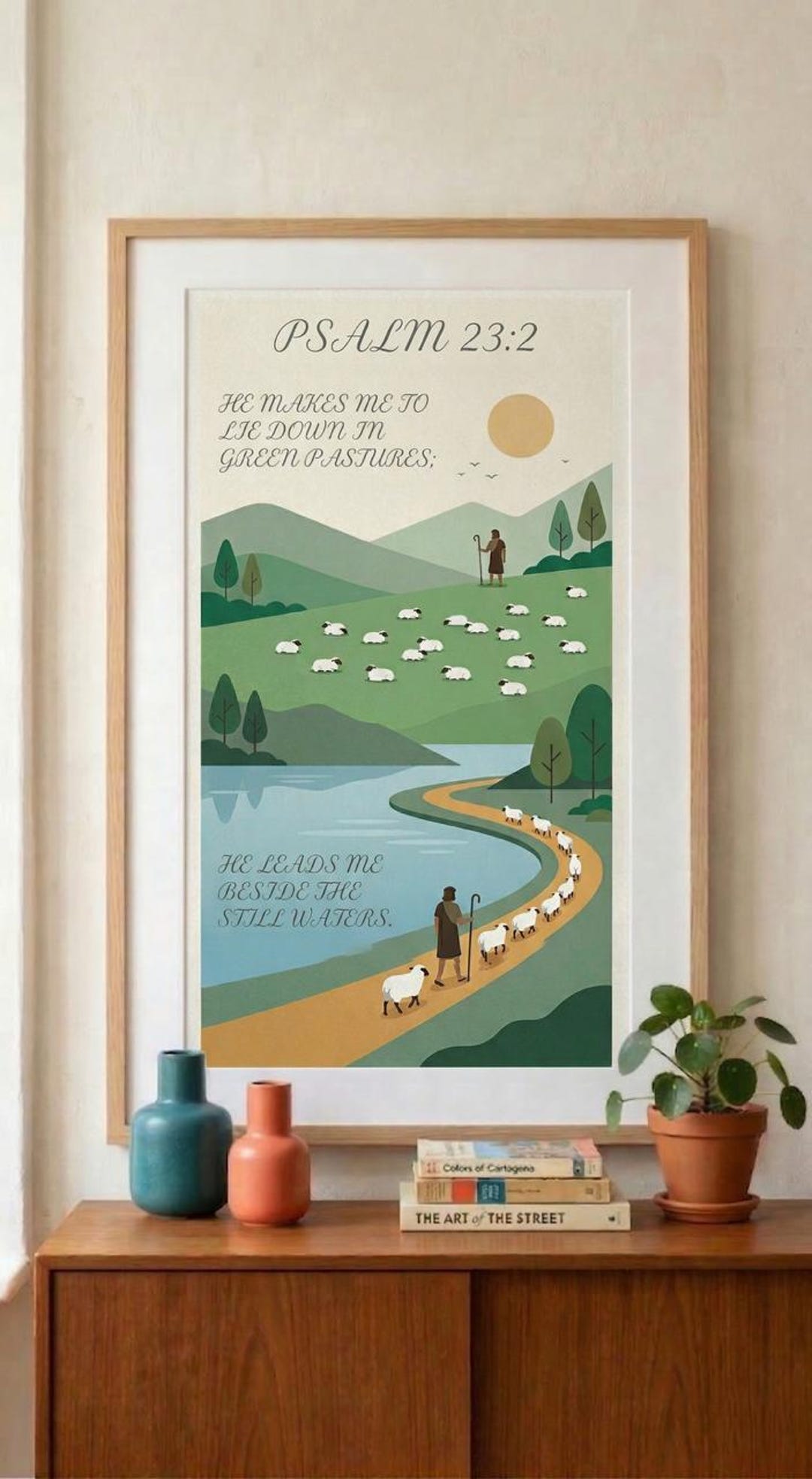 Psalm 23 Shepherd and Sheep Rolled Poster | Bible Verse Wall Art - Etsy