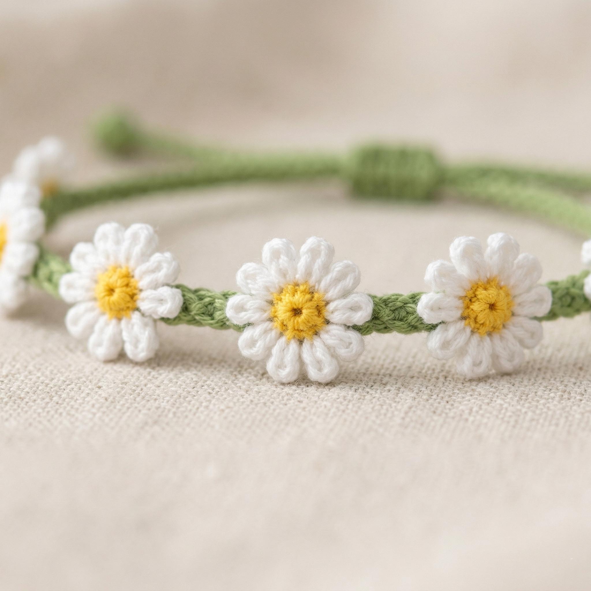 Crochet Daisy Bracelet Pattern, Adjustable Floral Jewelry (PDF Pattern ...