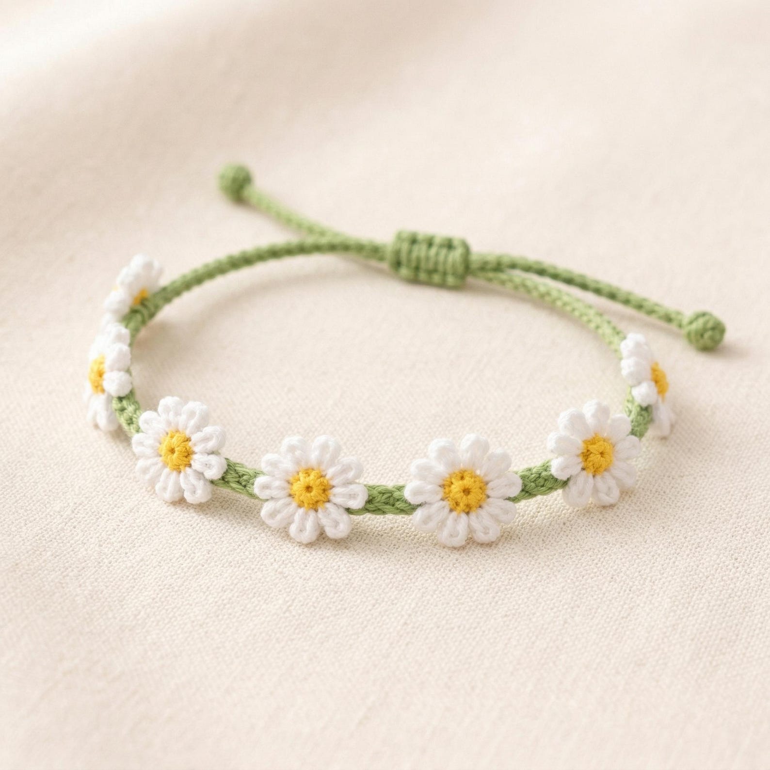 Crochet Daisy Bracelet Pattern, Adjustable Floral Jewelry (PDF Pattern ...