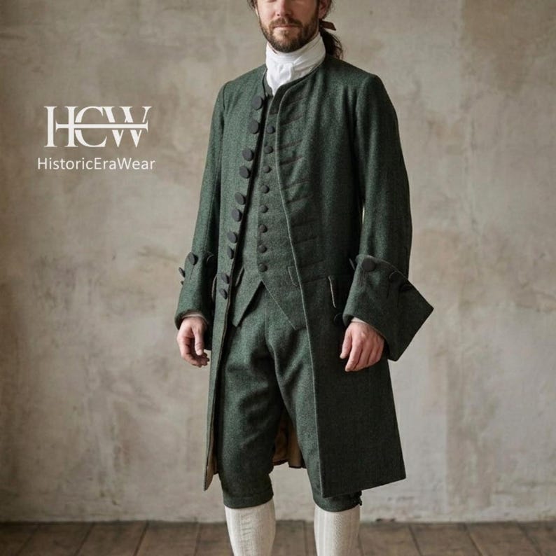 18th Century Wool Frock Coat Set | Colonial Gentleman Suit | Historical ...