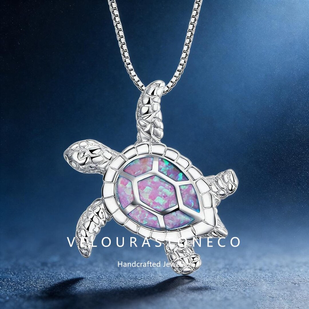 Unique Fashion Statement for Her Pink Opal Turtle Pendant Necklace ...