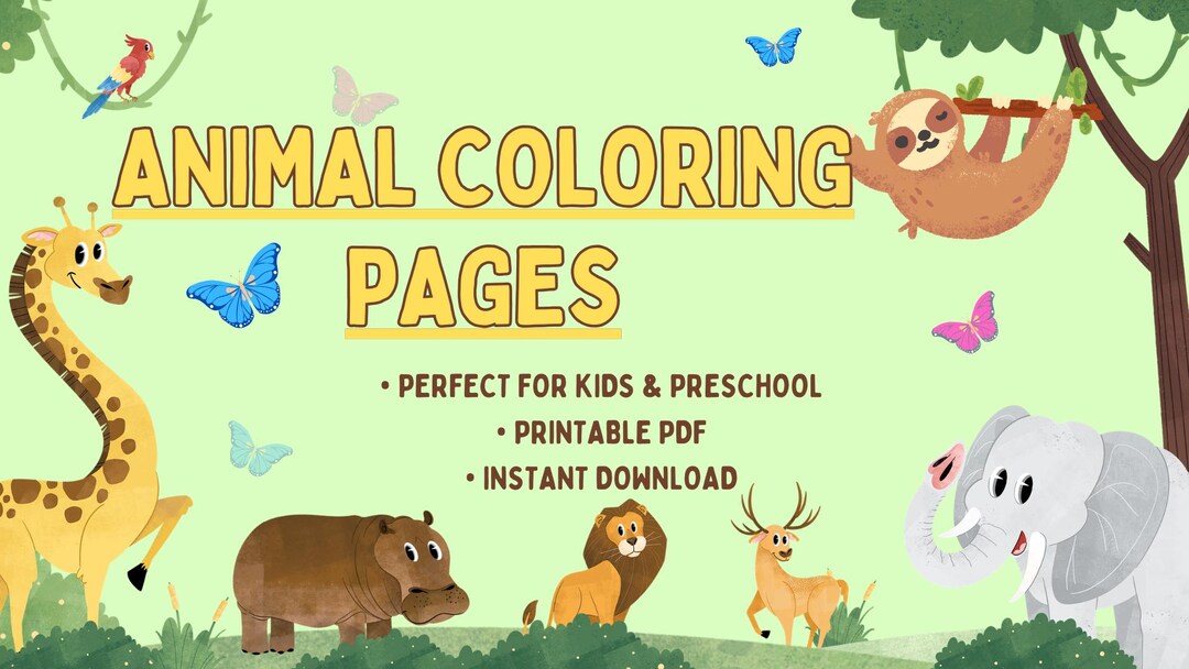 Animal Coloring Pages for Kids Printable, Preschool Coloring Worksheets ...