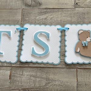 Teddy Bear Baby Boy Blue Baby Shower Banner. It's A Boy Baby Shower ...