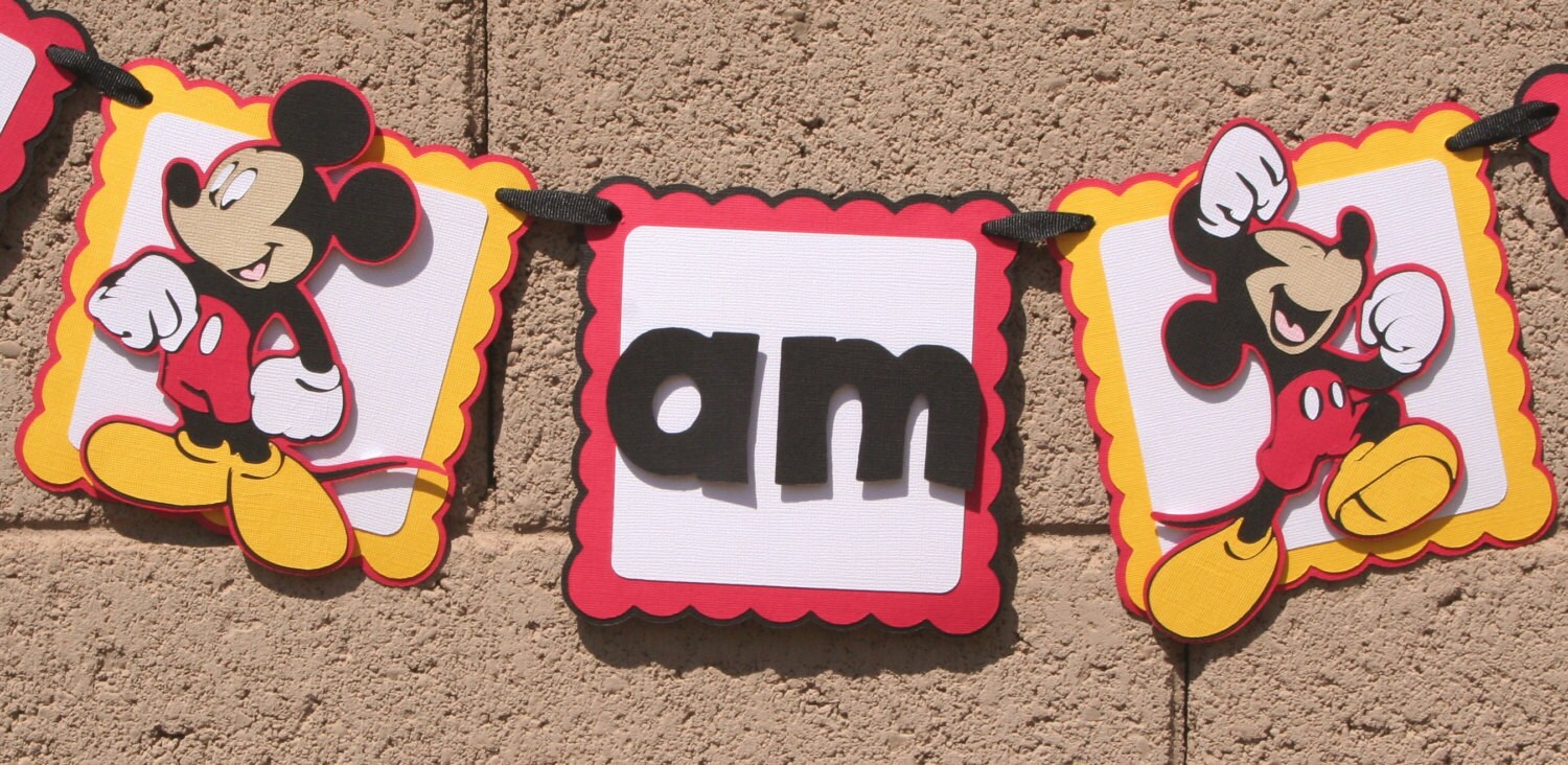 Mickey Mouse I AM 1 Birthday Banner. Photo Prop. Happy - Etsy