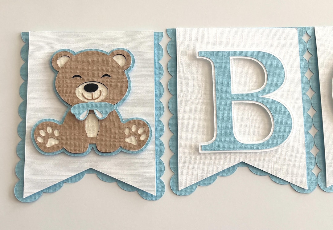 Teddy Bear Banner Baby Shower Banner Boy Baby Shower Banner It's A Boy ...