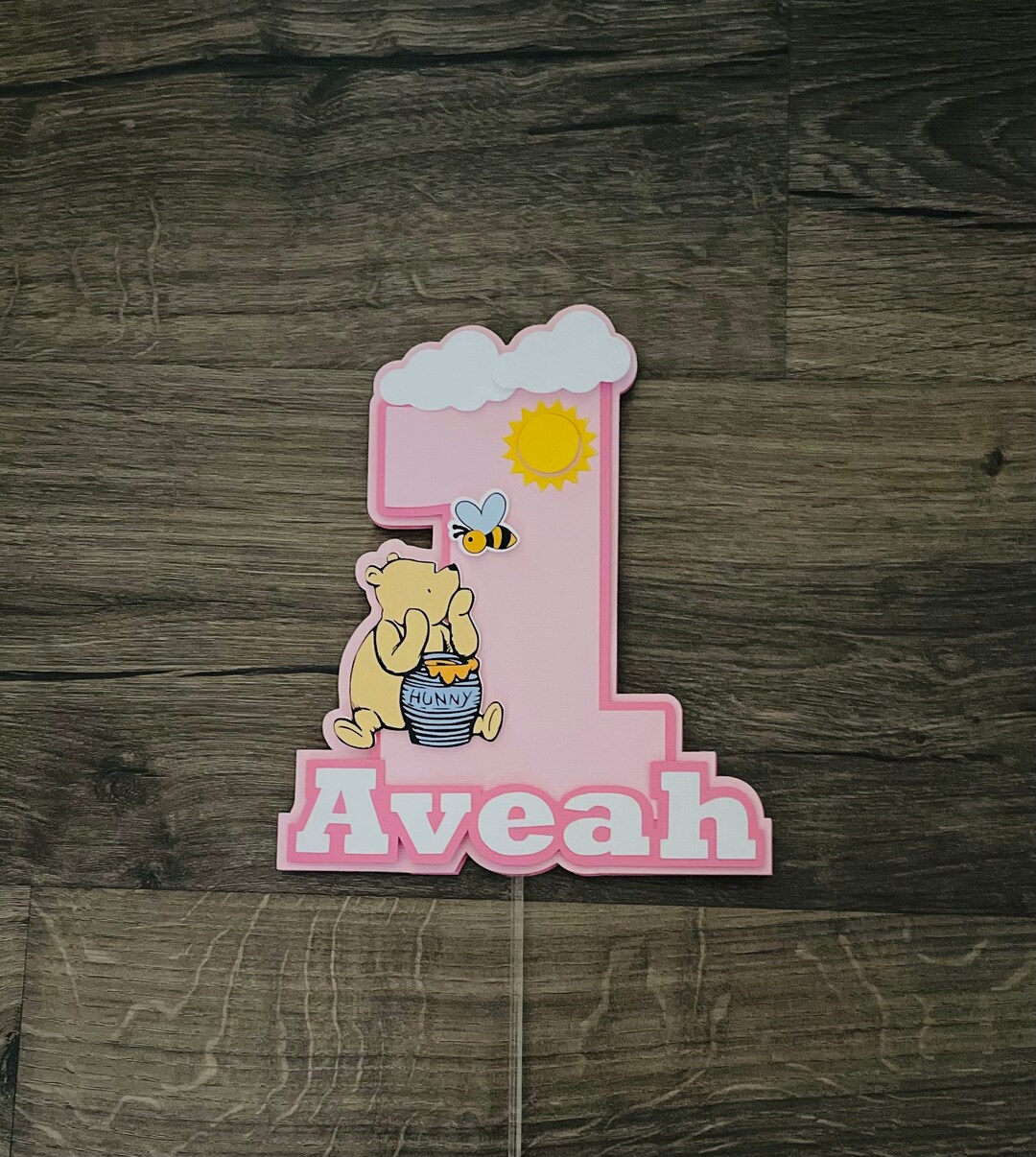 Pooh Cake Topper. Classic Winnie the Pooh Cake Topper. First Birthday ...