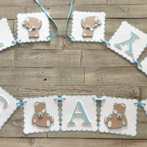 Teddy Bear Baby Boy Blue Baby Shower Banner. It's A Boy Baby Shower ...