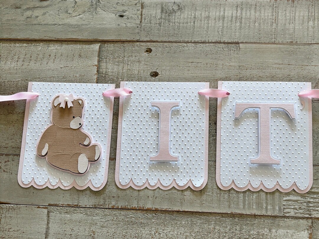 Teddy Bear Baby Shower Banner. It's A Girl, Baby Girl , Hello Baby Pink ...