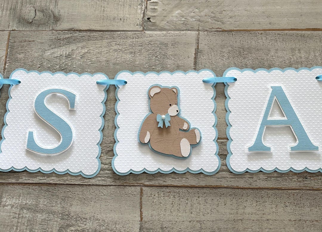 Teddy Bear Baby Boy Blue Baby Shower Banner. It's A Boy Baby Shower ...