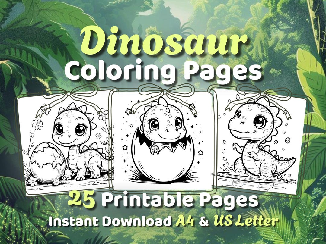 Cute Dinosaur Coloring Pages for Kids Printable, Fun Dino Coloring Book ...