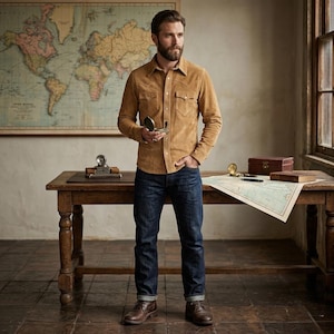 Suede Overshirt Tan Men - Etsy