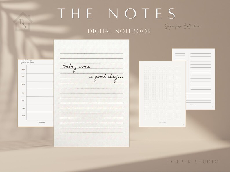 The Notes – Digital Notebook PDF | Leather Look Covers | Lined, Dotted ...