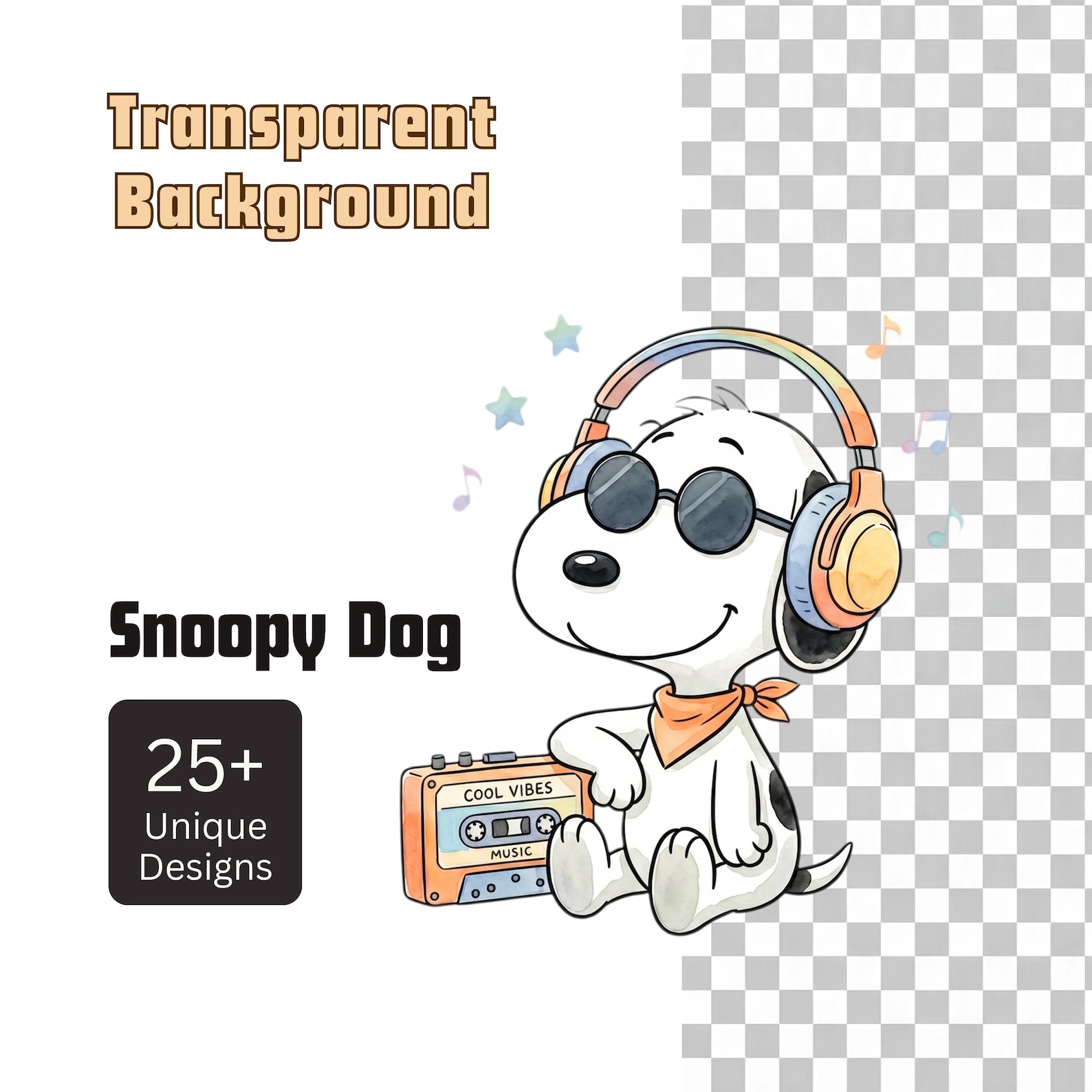 Paquete de imágenes PNG de Snoopy en acuarela, imágenes prediseñadas al ...