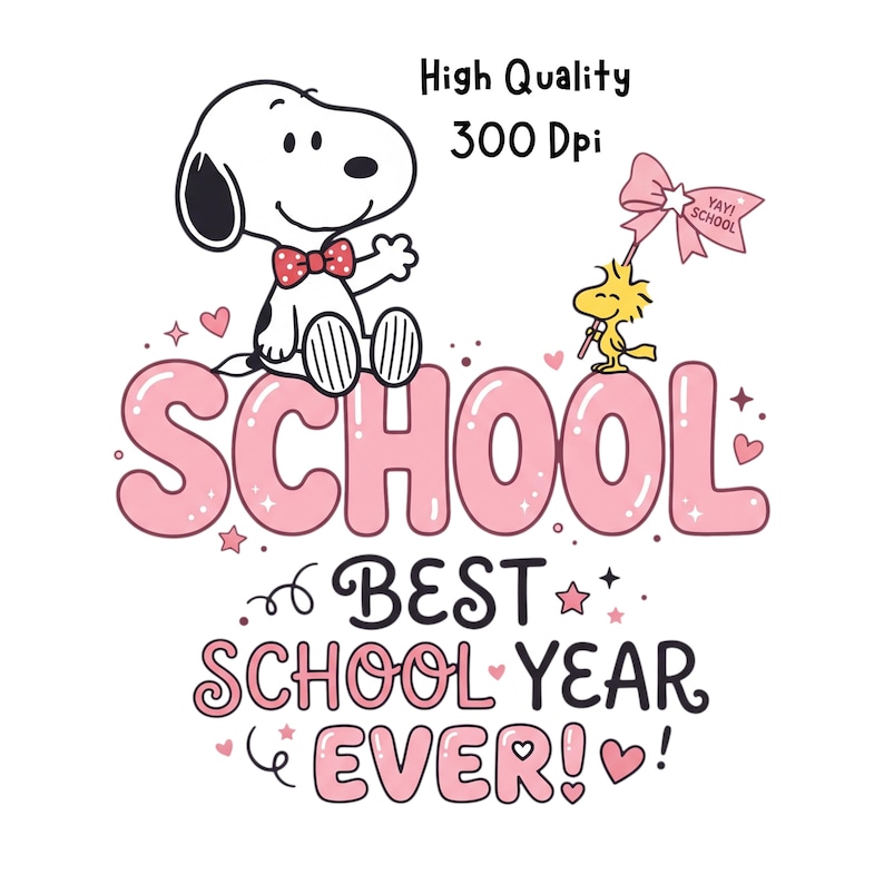 Pink Snoopy Back to School Clipart Bundle, Coquette Student PNG Designs ...