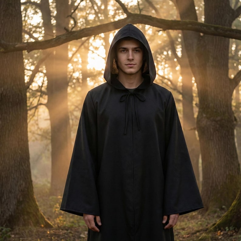 Medieval Hooded Cloak, Renaissance Wizard Cape, Viking LARP Cosplay ...