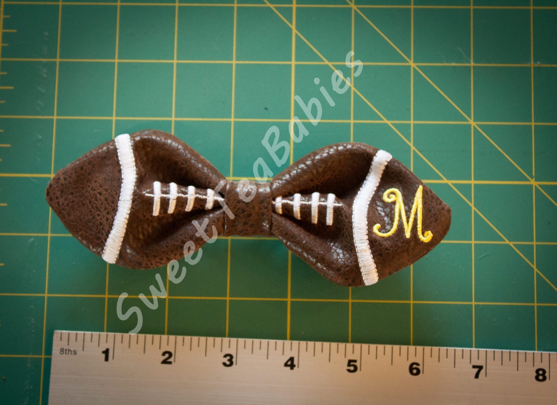 Fabric Football Hair Bow in the Hoop Embroidery Design 5 X 7 (FONT NOT ...