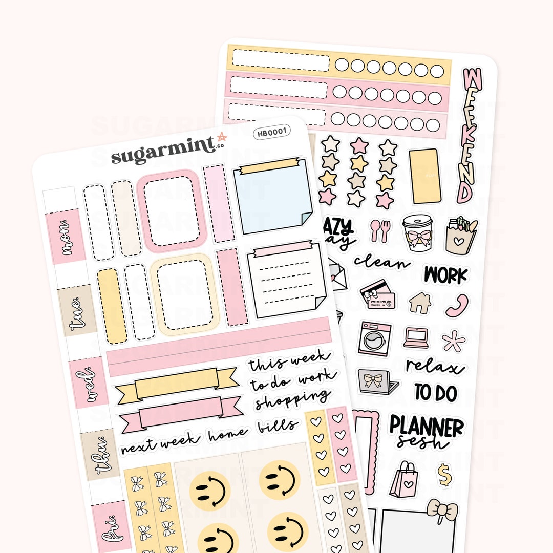 Smiley Face Be Kind Planner Sticker Kit, Hobonichi Weeks, Fun Stickers ...