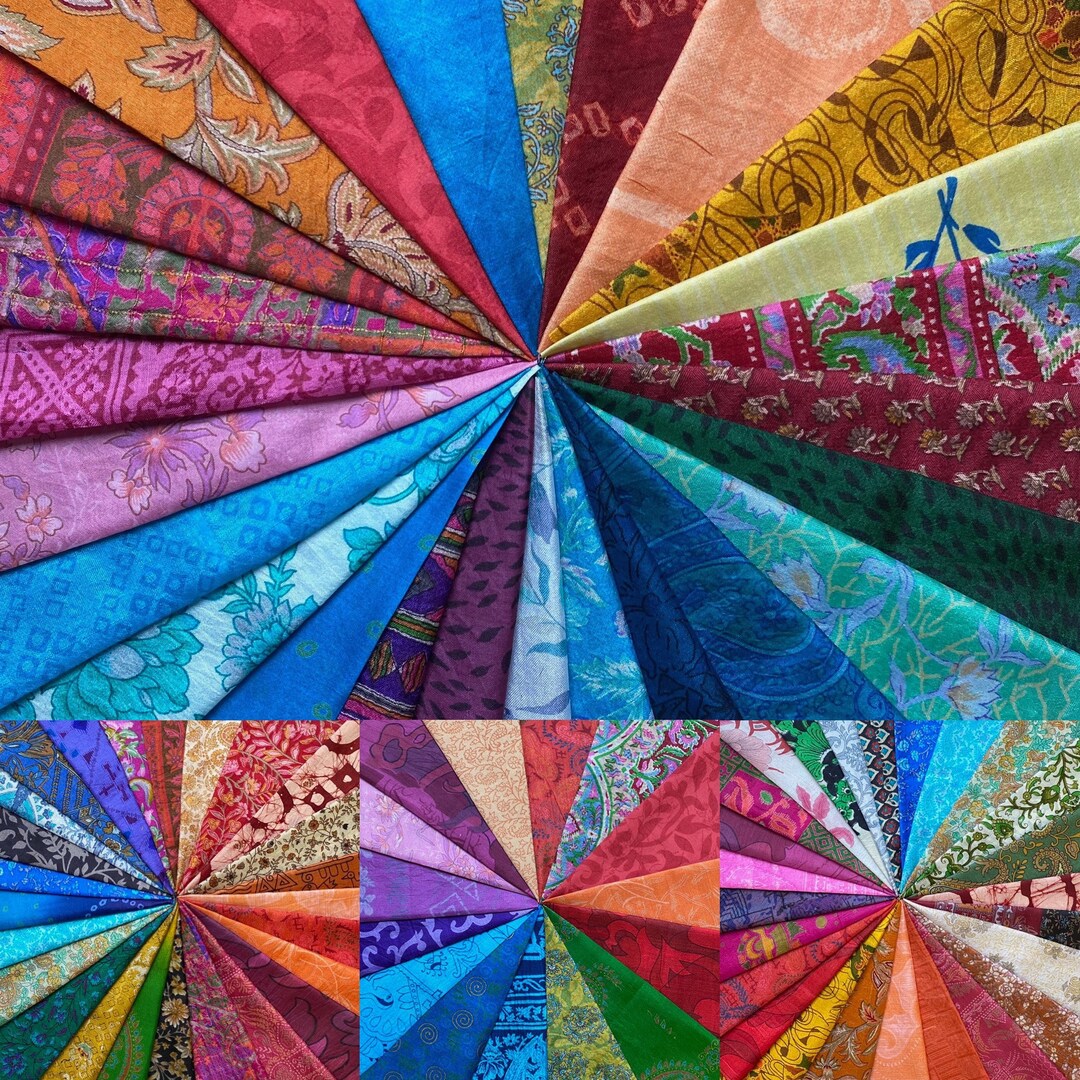 25 Pieces of Sari Silk Pieces, Silk Remnants, Quilting Fabric - Etsy