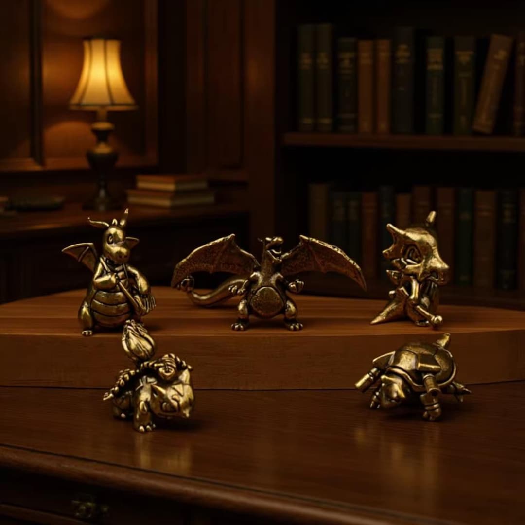 Vintage Brass Pokémon Figurines – Creative Mini Anime Collectibles ...